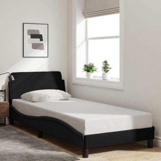 vidaXL Bettgestell mit Kopfteil Dover Schwarz 90x190 cm Stoff Vidaxl