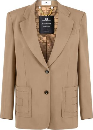 Elisabetta Franchi blazer boutonn&eacute; &agrave; poche brod&eacute;e - Tons neutres