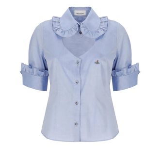 Vivienne Westwood Femme, Blouses et Chemises, Bleu, Taille: 38 FR Toulouse Frill Shirt