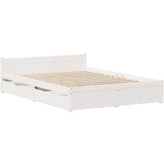 vidaXL Massivholzbett ohne Matratze Wei&szlig; 140x200 cm Kiefernholz Vidaxl
