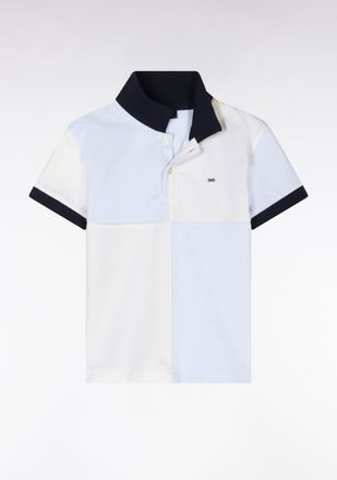Eden Park Polo Coupé-cousu À Manches Courtes En Coton Ciel Et Blanc Coupe Droite