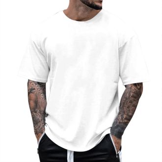 Minetom Oversized Tshirt Herren Rundhals Kurzarm Oberteil Weit Geschnittenes Longshirt Basic Vintage Clothes Gym T-Shirt Herren Oversize Fit Sweatshirt Top Lo