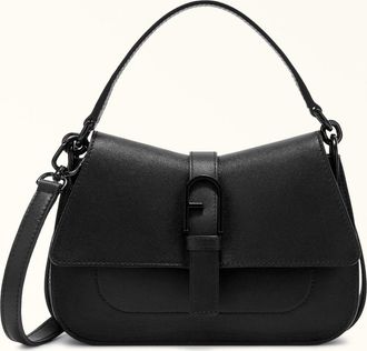 Furla Flow Henkeltasche Nero Schwarz Claris Lux-kalbsleder Mit Intarsie Damen