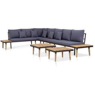 vidaXL Vidaxl - 7-tlg. Garten-Lounge-Set mit Kissen Massivholz Akazie Braun