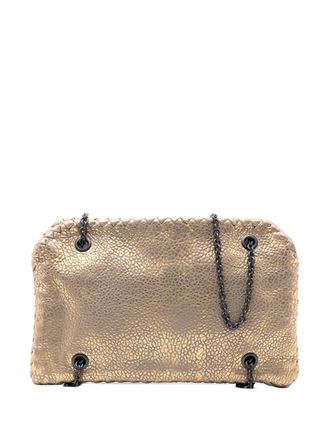 Bottega Veneta 2012-2025 Metallic Duo Schultertasche aus Leder mit Intrecciato-Besatz - Gold