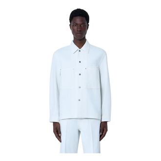 Christophe Lemaire Homme, Vestes, Blanc, Taille: M Cotton Twill Overshirt