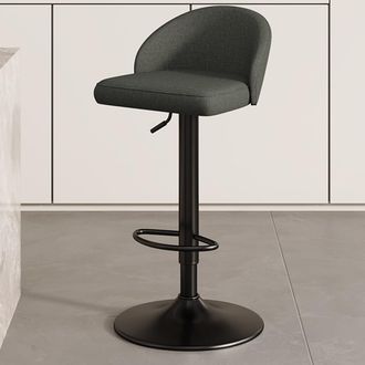 Generic Verstellbare Drehhocker mit Fu&szlig;st&uuml;tze - Gepolsterte K&uuml;chen- und Esszimmerst&uuml;hle aus Leinenstoff, Moderne hellgraue Barhocker