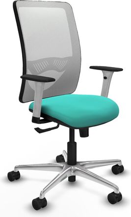 Piqueras y Crespo Ergonomischer Stuhl Zulema mit schwarzen und wei&szlig;en Armlehnen, h&ouml;henverstellbare Lendenwirbelst&uuml;tze, 3 Positionen, Wei&szlig;/T&uuml;rkis