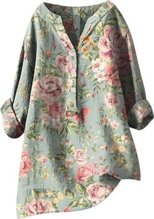 Generic Tunique confortable pour femme &agrave; manches longues 2025 - T-shirt ample tendance pour lautomne - Coupe ample - D&eacute;contract&eacute; - Graphique vintage - &Agrave; porte