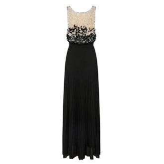 Elisabetta Franchi Red Carpet Kleid aus T&uuml;ll und Lurex-Jersey - - Dresses - Damen - Schwarzk - XL