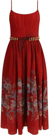 Zimmermann Femme, Robes, Rouge, Taille: 40 FR Robe Midi Florale Rhiannon