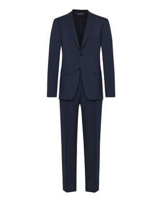 Canali Anzug aus Wolle mit Reverskragen und Pattentaschen, Regular Fit in