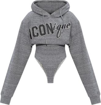 Dsquared2 Femme, Tops, Gris, Taille: 40 FR Body &agrave; capuche