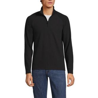 Lands End Strukturiertes Langarm-Shirt mit Troyer-Kragen SOCIAL/ACTIVE, Herren, Größe:48-50 regular, Schwarz, Elasthan/Lyocell (Viskose)/Polyester-Mischung, by