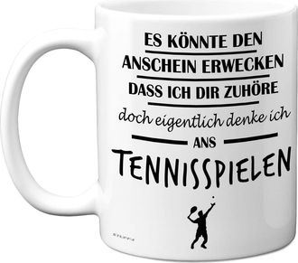 Stuff4 Tennis-Geschenke für Frauen und Männer - Eigentlich Denke Ich ans Tennisspielen Tasse - Lustige Tennis-Tasse, Geschenke für Tennisliebhaber, 325 ml Pr
