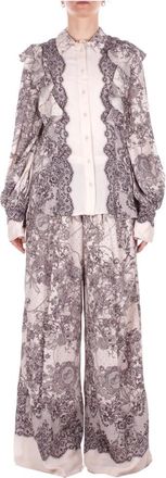 Blugirl Femme, Pantalons, Gris, Taille: 38 FR Wide Pantalons