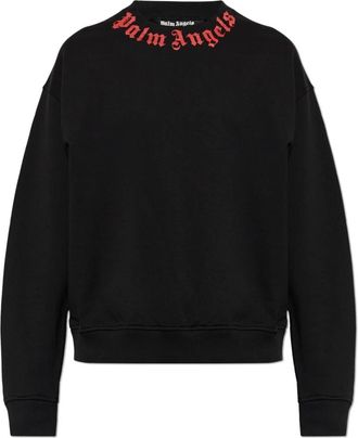 Palm Angels Homme, Sweatshirts et sweats &agrave; capuche, Noir, Taille: 2XL Neck Logo SweaT-shirt