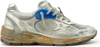 Golden Goose Baskets Running Dad Star Cuir Argenté Bleu