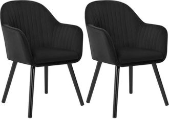 Woltu Woltu - Lot de 2 Chaises de Salle &agrave; Manger Assise en Velours, Chaise pour Cuisine-Salon-Caf&eacute;, Noir