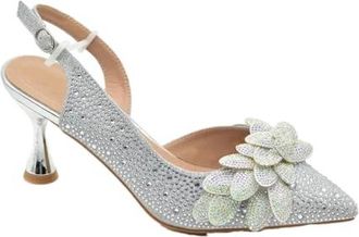 Generic Talons à bout pointu pour femme avec petit sac Nigeria Chaussures de fête et sacs décorés, Une paire de chaussures argentées, 41.5 EU