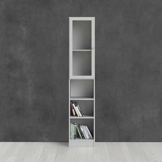 Dmora B&uuml;cherregal Alberte, B&uuml;roregal, Mobiler Buchhalter, B&uuml;cherbrett, 41x28 h203 cm, Wei&szlig;