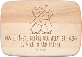 Mr. & Mrs. Panda Holzbrett Pinguine Kuscheln - Geschenk, Hochzeitstag, Liebesbeweis, schneidbrett, Fr&uuml;hst&uuml;cksbrettchen, f&uuml;r Frauen, Mitbringsel, Freundin, Valentinstag