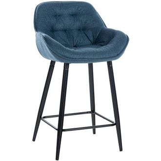 Clp Tabouret de bar Gibson avec Pieds en M&eacute;tal Bleu Tissu