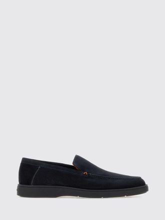 Santoni Mocassins en daim avec couture en relief et semelle en caoutchouc