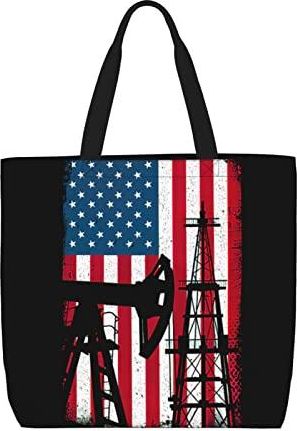Generic Sac Fourre-Tout Ouvrier P&eacute;trolier - Ouvriers De Chantier - Plateformes P&eacute;troli&egrave;res Sous Drapeau Am&eacute;ricain Sac Fourre Tout Lavables Pliable Sacs En Toi
