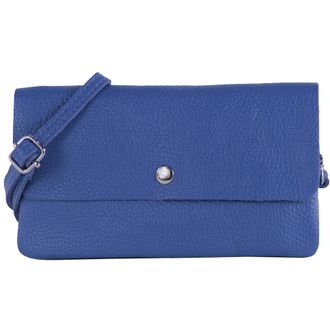 modamoda.de T257 - Echtleder Umh&auml;ngetasche Small made in Italy, Farbe:Signalblau