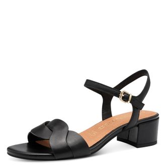 Marco Tozzi Damen Sandalen mit Absatz aus Leder mit Schließe, Schwarz (Black), 37 EU