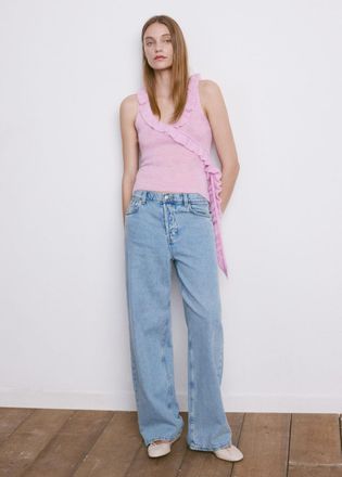 Mango Stricktop mit Volants rosa - Damen - S - MANGO