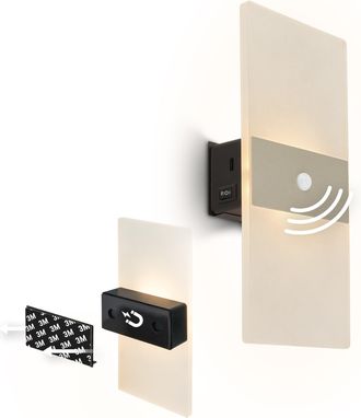 Briloner Sticklights - LED Wandleuchte ohne Stromanschluss und ohne Bohren mit Bewegungsmelder, Akku, magnetisch abnehmbar, Wandlampe zum Kleben, Leselampe, Fl
