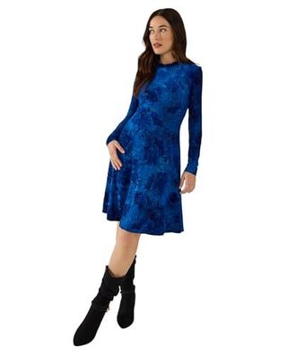 Joe Browns Winter Flocked Floral Jersey Mini Skater Dress Robe, Bleu, 38 Femme