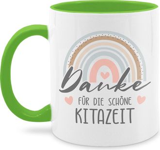Shirtracer Tasse Tassen 325ml - Erzieher - Tassen - Danke für die schöne Kitazeit Boho Regenbogen - 325 ml - Hellgrün - geschenke erzieherinnen kindergarten fuer