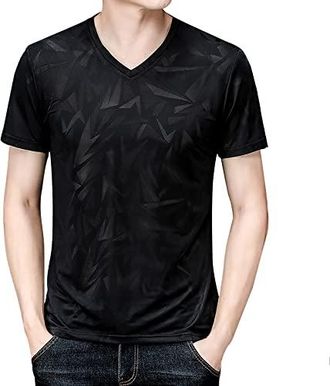Generic T-shirt de sport &agrave; manches courtes pour homme Motif rayures, Noir, 4XL