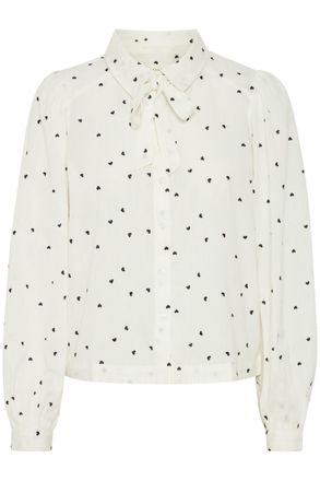 Atelier R&ecirc;ve Langarmbluse ATELIER R&Ecirc;VE Langarmbluse IRSanaja, Damen, Gr. 34, bunt (snow wei&szlig; schwarz heart), Obermaterial: 90% Baumwolle CO. 10% Leinen LI., casual