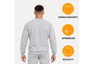 Smilodox Sweatshirt Brenvaro Pullover, Regular Fit, Streetwear, f&uuml;r Gym & Freizeit Kontrastdetails, Rundhals, Rippb&uuml;ndchen, Baumwollmix