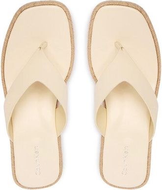 Calvin Klein Zehentrenner Block Heel Espa 50 Thong Lth HW0HW02902 Beige