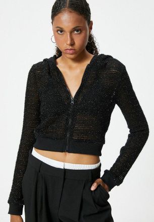 Koton T-Shirt Mit Kapuze-Vollrei&szlig;verschluss Lang&auml;rmelig