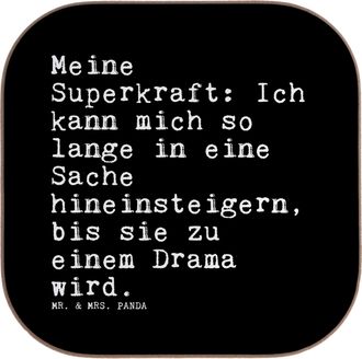 Mr. & Mrs. Panda Untersetzer f&uuml;r Gl&auml;ser Meine Superkraft: Ich kann... - Geschenk, Quadratisch, Ehemann, Spruch Spr&uuml;che Weisheiten Zitate Lustig Weisheit Worte, Coaster