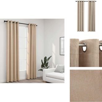 vidaXL Verdunkelungsvorh&auml;nge &Ouml;sen Leinenoptik 2 Stk. Beige 140x245 cm - Verdunklungsvorh&auml;nge - Leinenoptik - Vorh&auml;nge Beige - Wohnraumdekoration