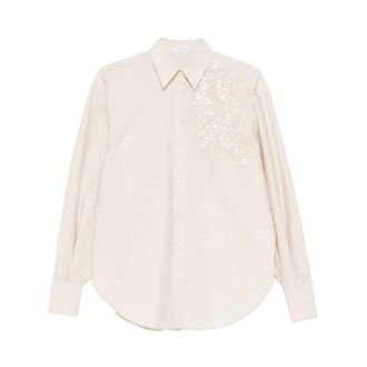 Brunello Cucinelli Besticktes Baumwollhemd - - Blouses & Shirts - Damen - Beige - L
