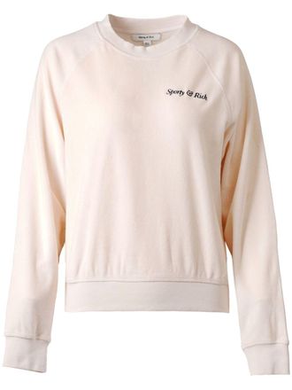 Sporty & Rich sweat en coton &agrave; logo brod&eacute; - Blanc
