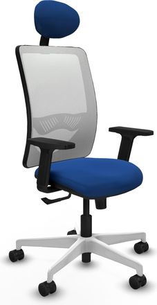 Piqueras y Crespo B&uuml;rostuhl Zulema mit 2D-Armlehnen und festem Kopfteil, ausgestattet mit Sincro 3 Positionen und Schneideschaum, mit Rollen von 65 mm, Nylon, Wei&szlig;/Blau