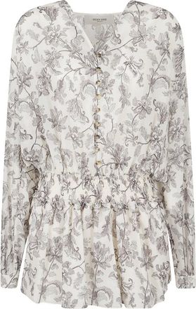Golden Goose Femme, Robes, Blanc, Taille: 36 FR Robe boutonn&eacute;e &agrave; imprim&eacute; floral