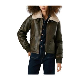 Pepe Jeans London Shearling Bomberjacke - - Jackets - Damen - Gr&uuml;n - XS