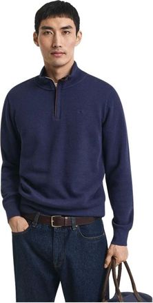 GANT Homme, Pulls, Bleu, Taille: M Sacker Rib Half-Zip SweaT-shirt