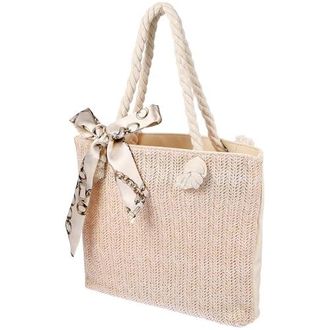 BESTONZON Paquet en Paille Tressée Grand Format pour Femme Paquet à Main Multifonctionnel Beige Cabas Léger et Pratique pour Usage Quotidien Accessoires de Rang