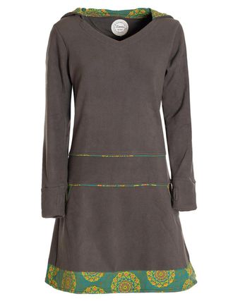 vishes Alternative Bekleidung - Extra warmes Winterkleid Damen Pullover-Kleid Sweatkleid Eco-Fleece Olive 34